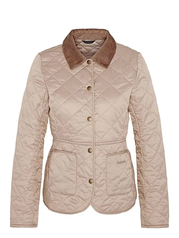 Barbour Deveron Quilted Jacket With Corduroy Collar - Nude