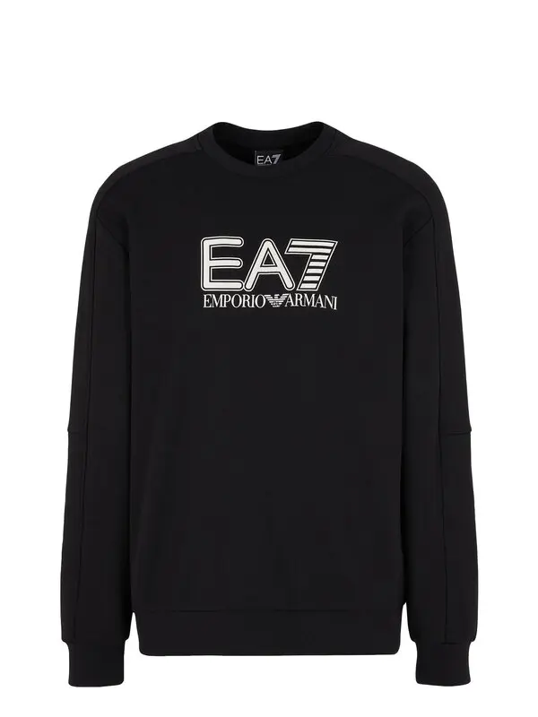 EA7 Logo Tape Crewneck Sweatshirt - Black