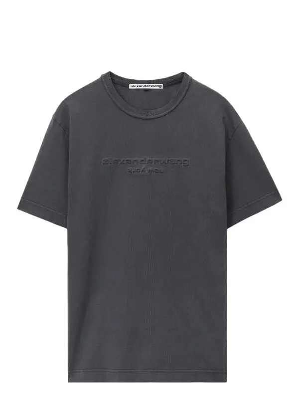 Alexander Wang Crewneck T-shirt With Embossed Logo - Gray