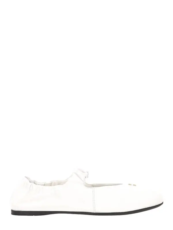 Miu Miu Gathered Ballet Flats With Logo Detail - White