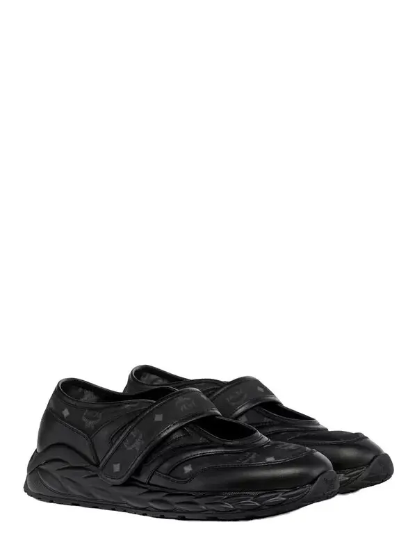 Mcm Skywander Monogram-print Touch-strap Sneakers - Black