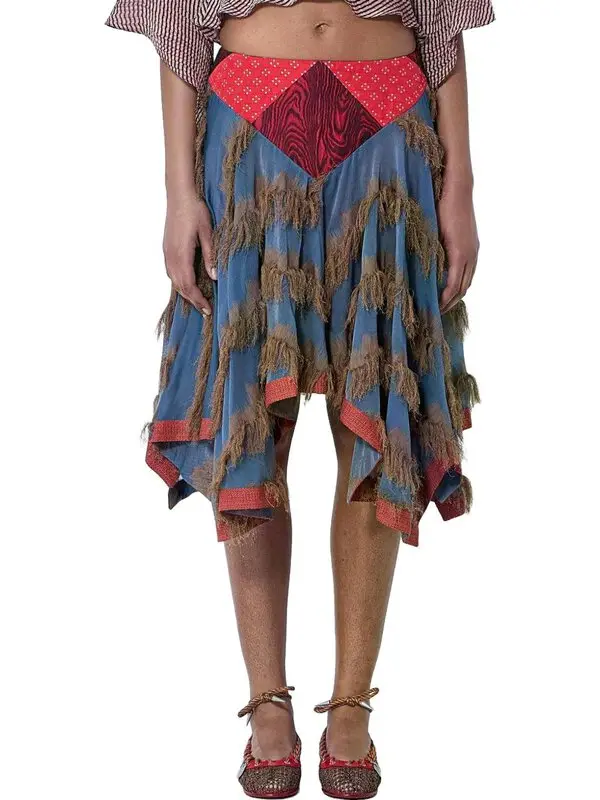 KIKO KOSTADINOV Asymmetric Hem Midi Skirt - Blue