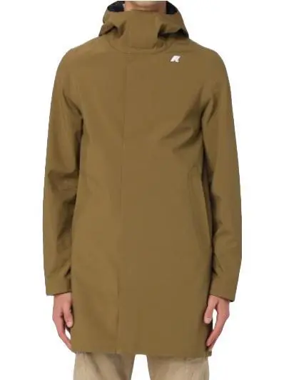 K-WAY Long Hooded Jacket With Zipper And Side Pockets - Brown