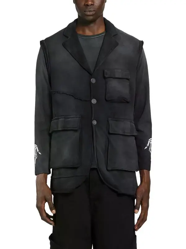 MASSIMO SABBADIN Washed-finish Cargo Vest - Black
