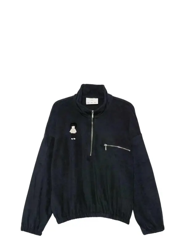 SONG FOR THE MUTE Character Patch Half-zip Sweatshirt - Blue