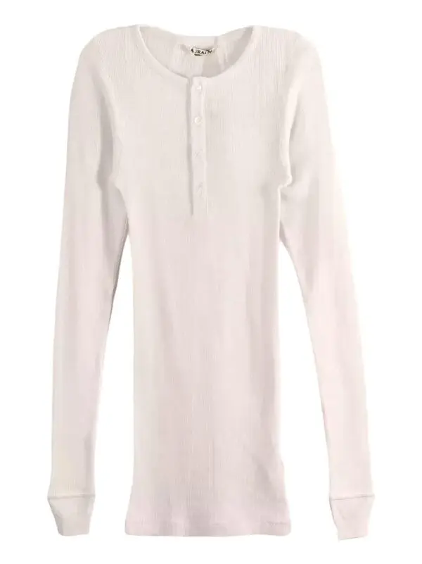 Auralee Ribbed Knit Long Sleeve Top - Neutrals