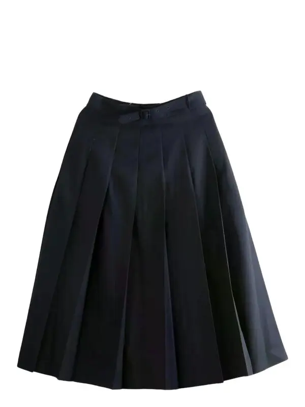 Auralee Belted Pleated Midi Skirt - Blue