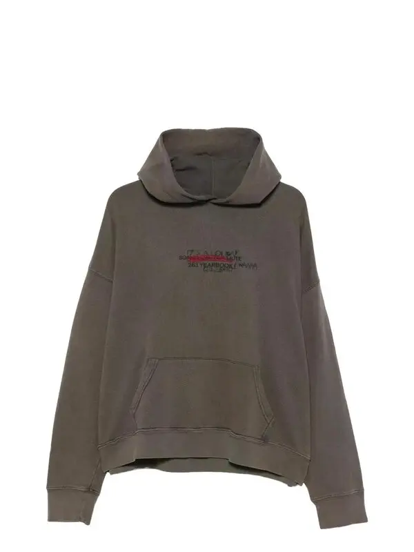 SONG FOR THE MUTE Embroidered Logo Hoodie - Brown