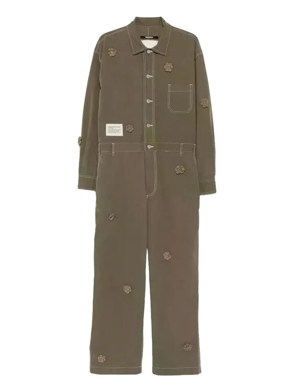 SONG FOR THE MUTE X Birkensock Gardener Crochet-flower Jumpsuit - Green