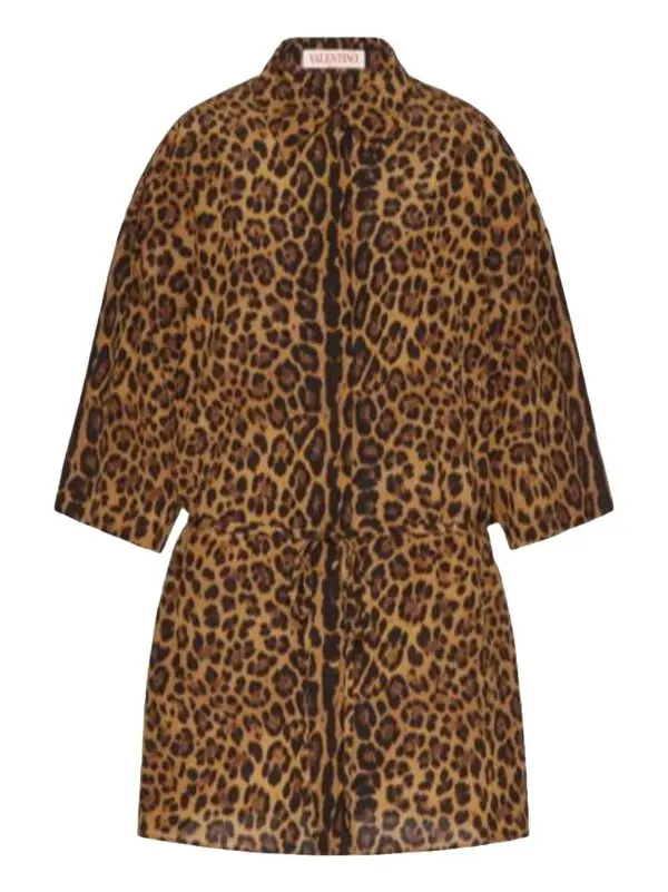 Valentino Garavani Animalier Crepe De Chine Shirt - Brown