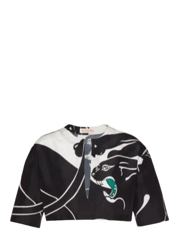 Valentino Garavani Leopard Print Poplin Blouse - Black