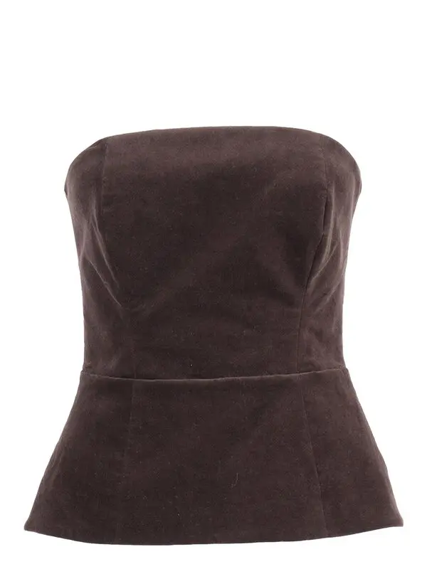 P.a.r.o.s.h Velvet Peplum Top - Black