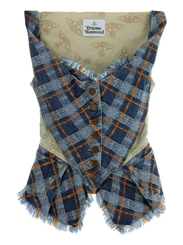 VIVIENNE WESTWOOD Check Pattern Vest - Blue/orange