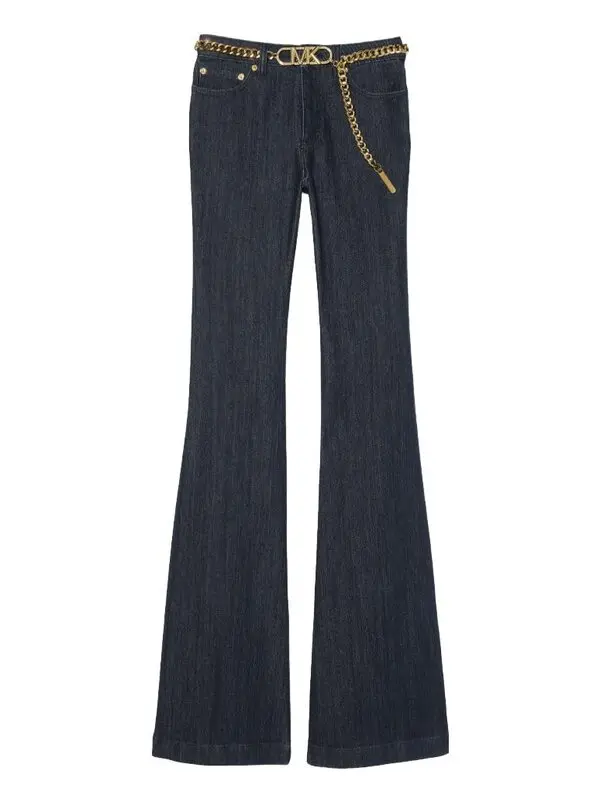 Michael Kors Stretch Belted Flared Jeans - Black