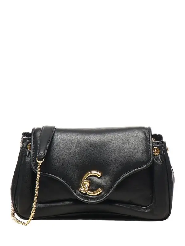 COCCINELLE C-me Fluffy Chain Linked Shoulder Bag - Black