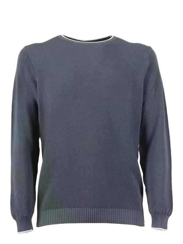 Fedeli Crew Neck Long Sleeve Sweater - Blue