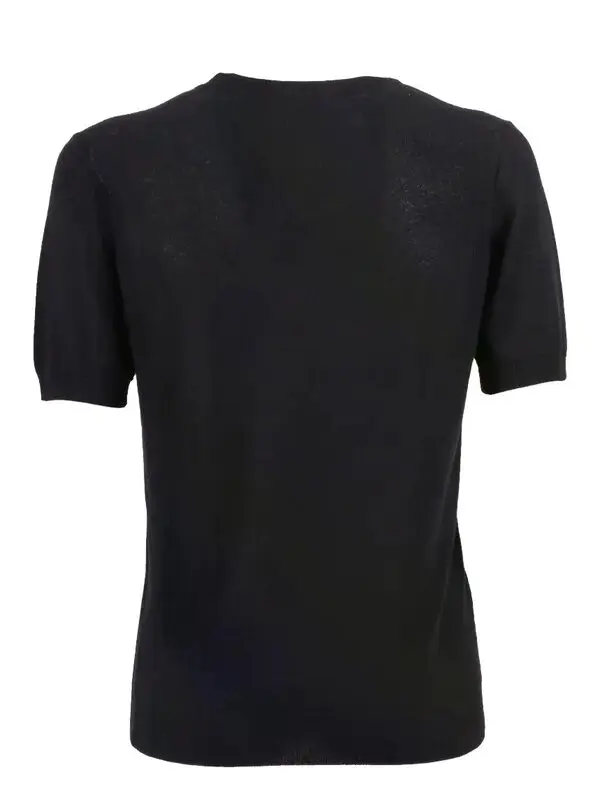 KANGRA Fine-knit Short-sleeve T-shirt - Blue
