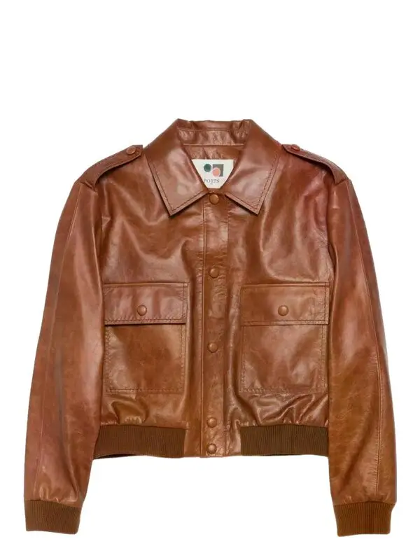 Ports 1961 Patch Pocket Leather Jacket - Brown