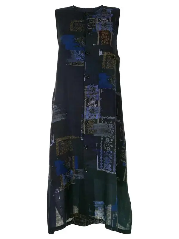 Y’s Abstract Print Knitted Dress - Blue