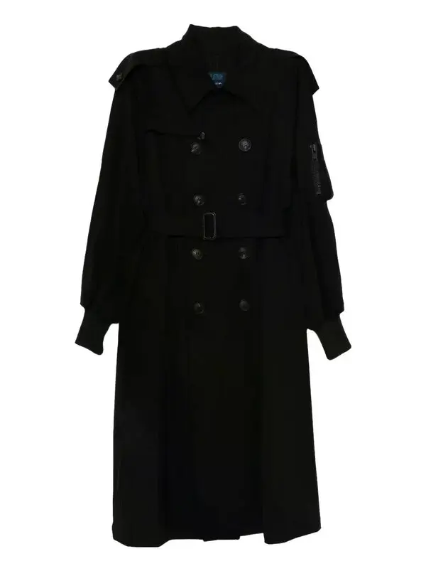 Yohji Yamamoto Wool Trench Coat - Black