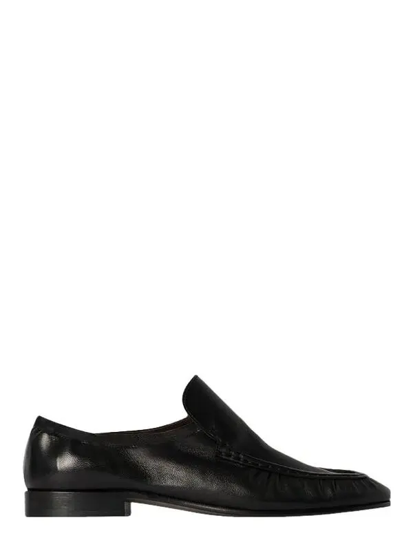 THE ROW Soft Moccasin Two Loafers - Black