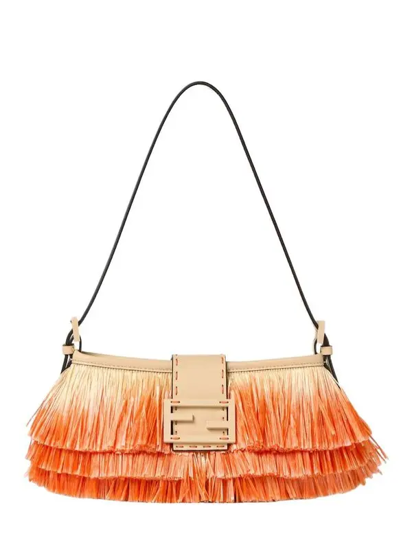 Fendi Raffia Baguette Bag - Orange
