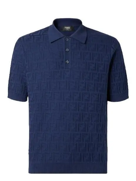 Fendi Logo Detailed Short-sleeved Polo Shirt - Blue