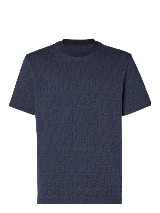Fendi Logo Detailed Crewneck T-shirt - Blue