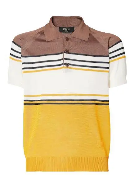 Fendi Short Sleeved Striped Polo Shirt - Multicolour