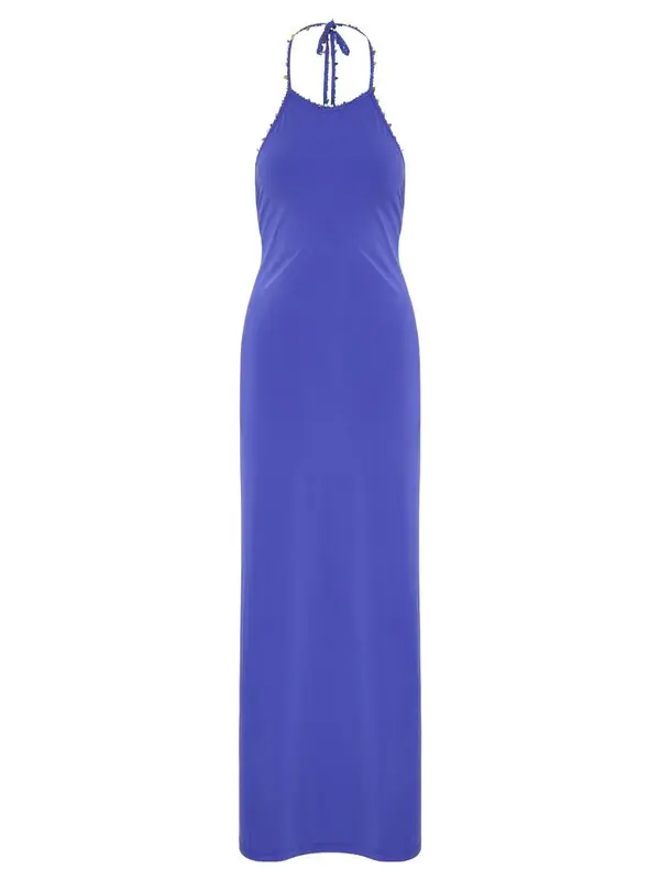 Christopher Esber Embellished Halterneck Maxi Dress - Blue