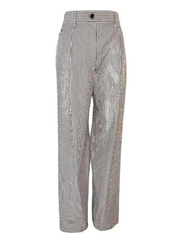 Brunello Cucinelli Striped Trousers With Belt Loops - Gray