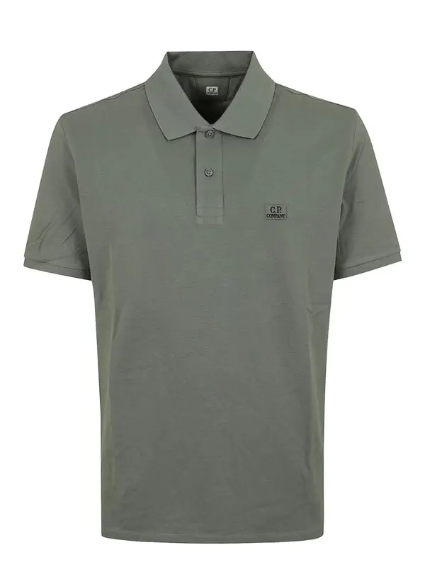 C.P. COMPANY Logo Patch Short Sleeved Polo Shirt - Gray