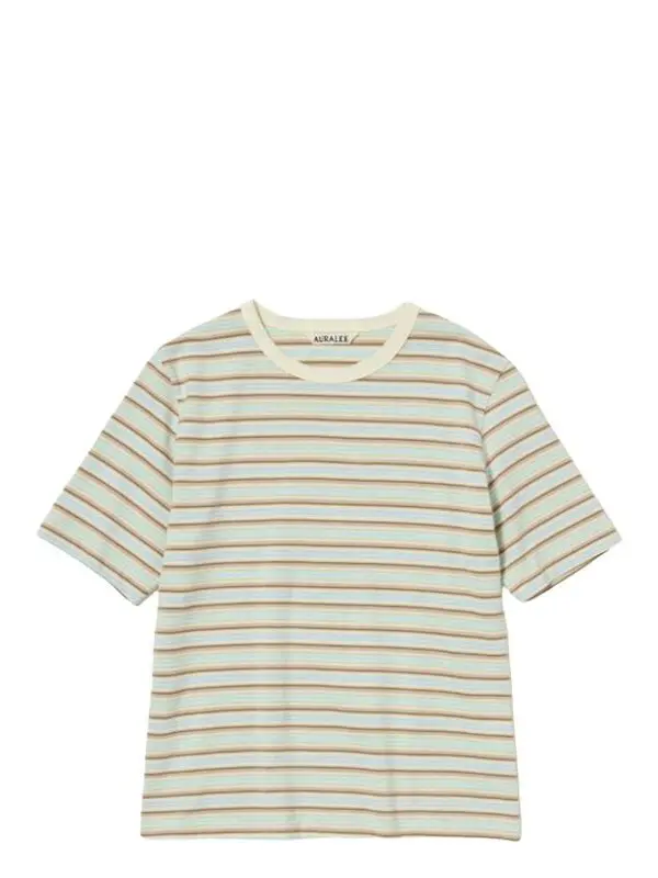 Auralee Striped Crewneck T-shirt - White