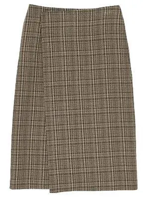 Auralee Plaid Wrap Skirt - Brown