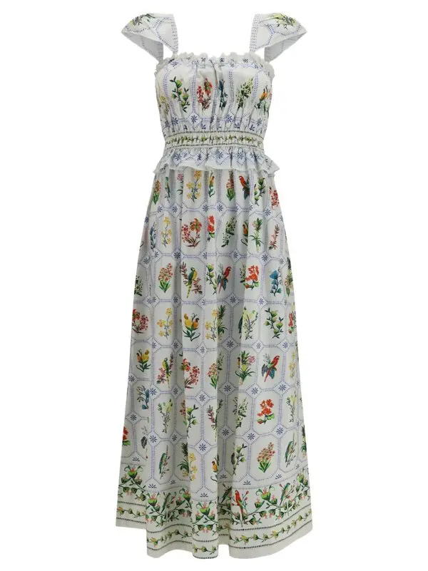 Farm Rio Smocked Floral Maxi Dress - Off-white