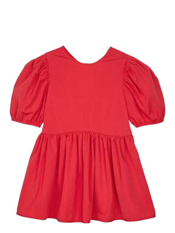 Cecilie Bahnsen Darla Top Short Puff Sleeve Peplum Blouse - Red