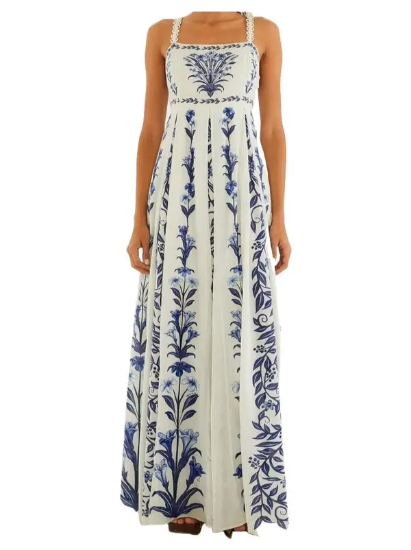 Farm Rio Printed Floral Maxi Dress - Gray