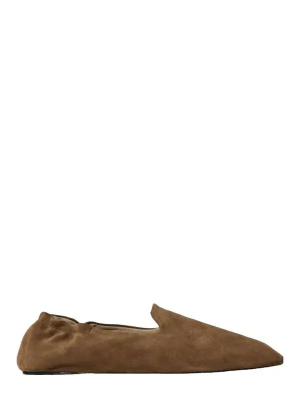 THE ROW Casa Slipper In Calfskin Suede - Cigare