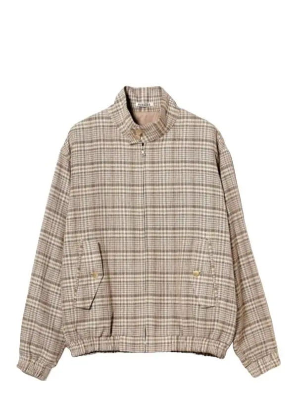 Auralee Plaid Long Sleeve Casual Jacket - Nude