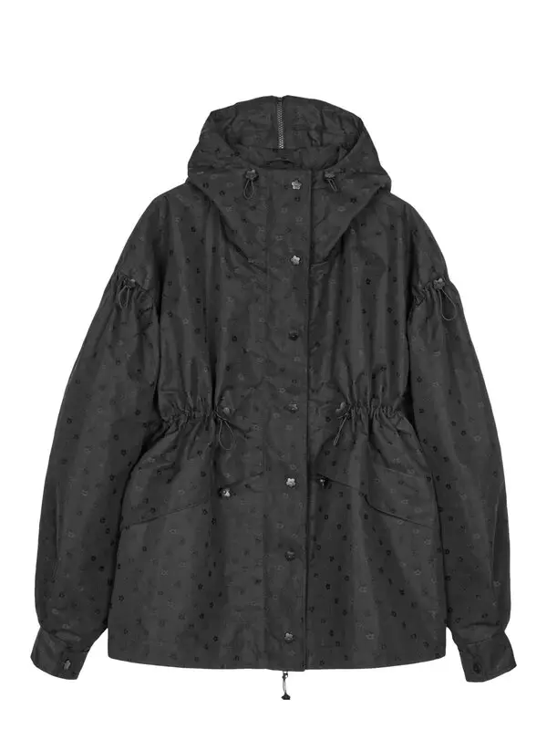 Cecilie Bahnsen Denon Jacket With Floral Print And Drawstring Waist - Black