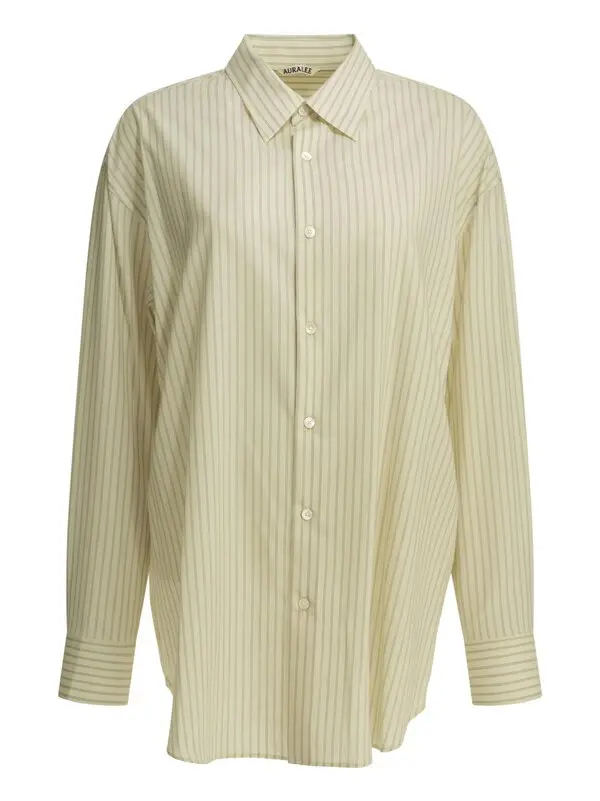 Auralee Super Fine Wool Striped Shirt - Nude