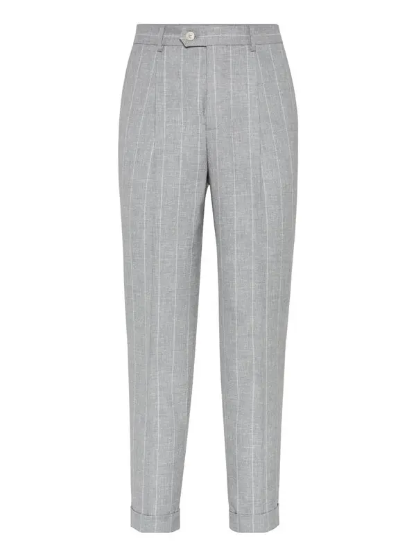 Brunello Cucinelli Striped Tailored Trousers - Gray