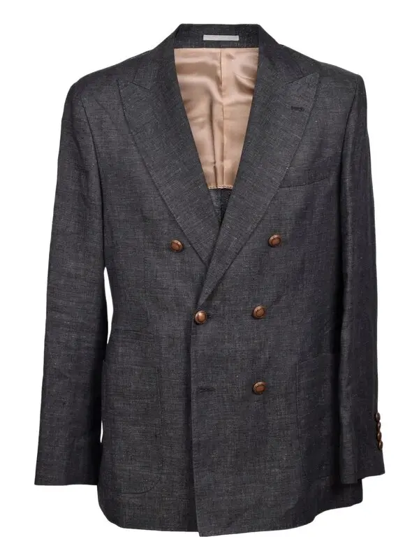 Brunello Cucinelli Double-breasted Button Blazer - Black