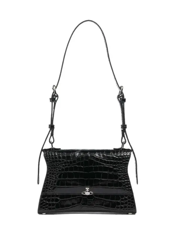 VIVIENNE WESTWOOD Bianca Embossed Croc Effect Shoulder Bag - Black