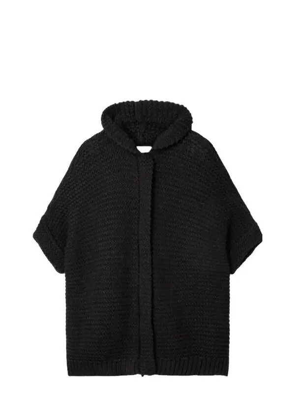 Brunello Cucinelli Chunky Knit Short-sleeve Hoodie - Black