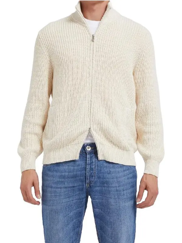 Brunello Cucinelli Long-sleeved Zip-up Cardigan - White