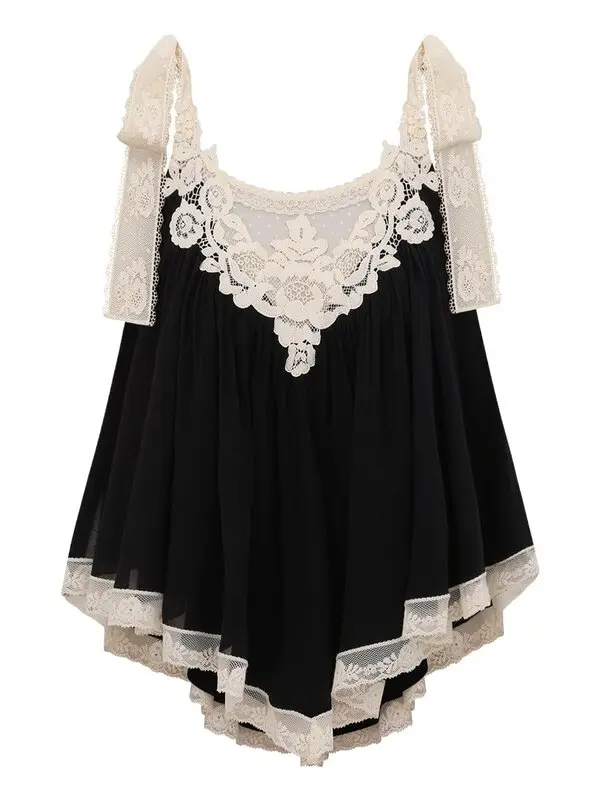 Zimmermann Roselight Lace Trim Top - Black