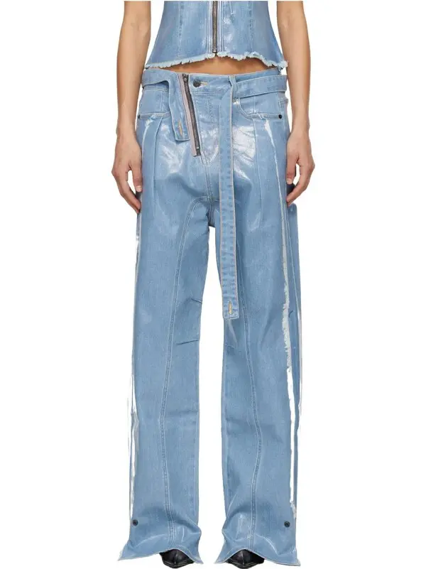 Ottolinger Pleated Belted Jeans - Blue