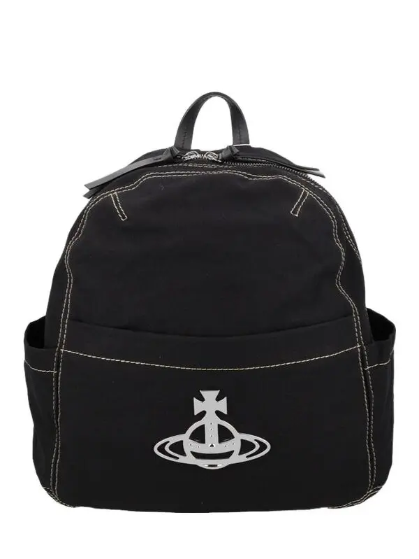 VIVIENNE WESTWOOD Contrast Stitch Logo Backpack - Black