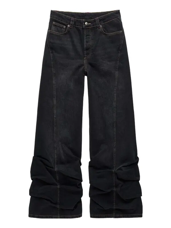 AVAVAV Ruched Wide-leg Jeans - Black